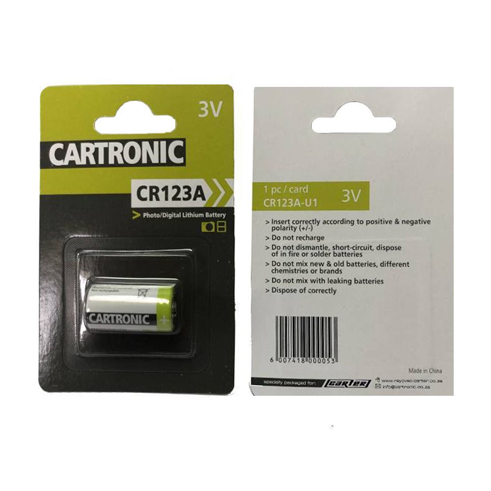 CARTRONIC ELECTPRONIC BATTERY CR123A - (1 PER CARD – Carter Direct ...